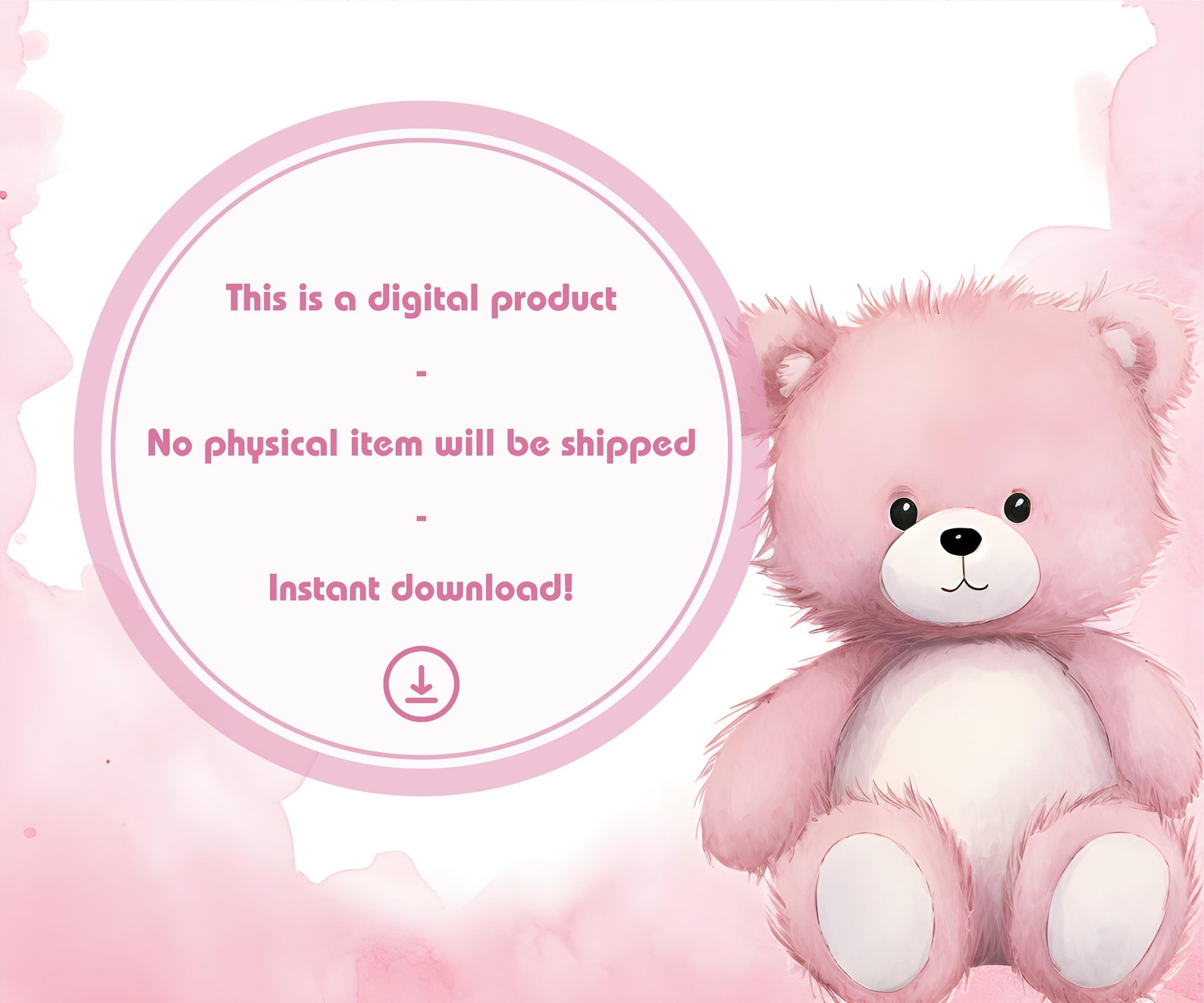 Cute Pink Teddies A4 10 Watercolour-style Scrapbook Pages Instant ...