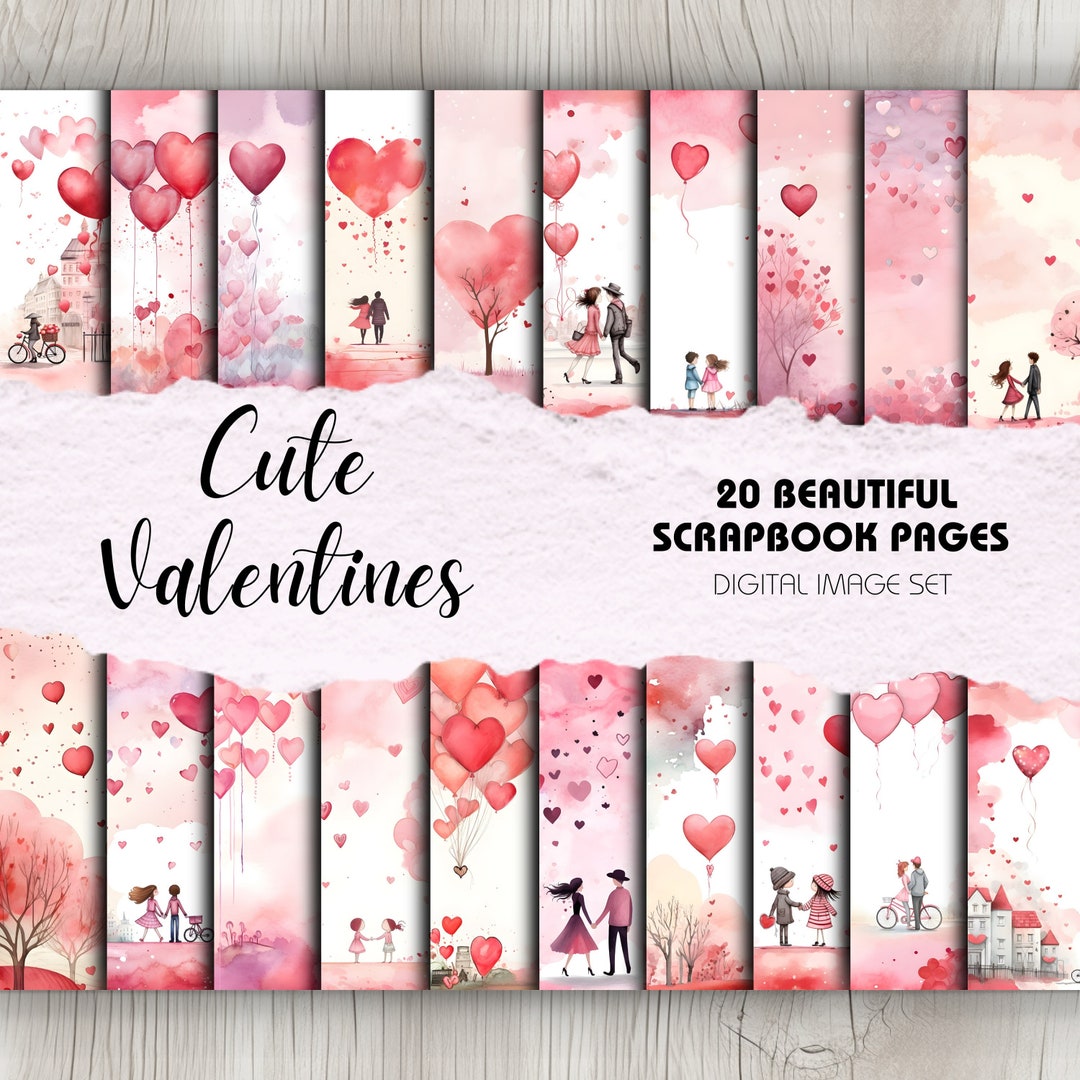 Valentines Day Scrapbook Kit - Pack of 20 | Instant Download ...
