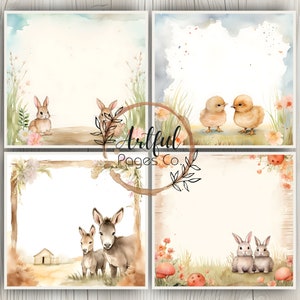 Cute Farm Animals Scrapbook Background Pages Pack of 20 Instant ...