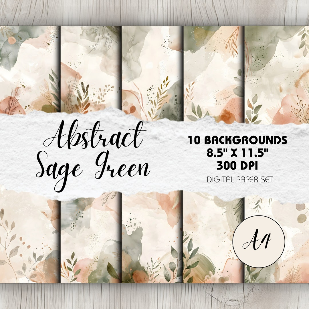 Abstract Sage Green - 10 A4 Size Images | Instant Download, Print at ...