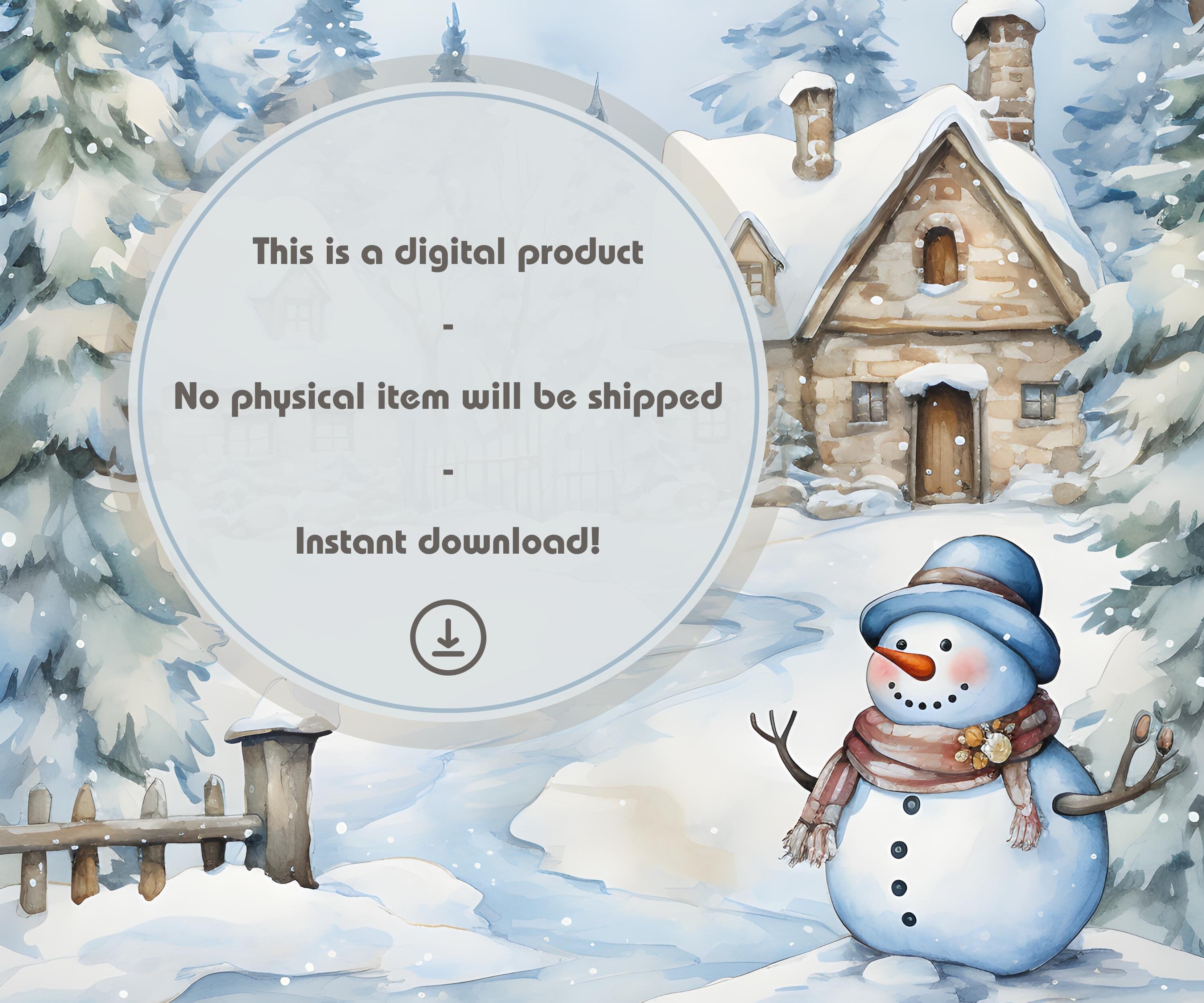 Snowmen Scrapbook Paper: A4 Watercolor Winter Backgrounds (digital ...