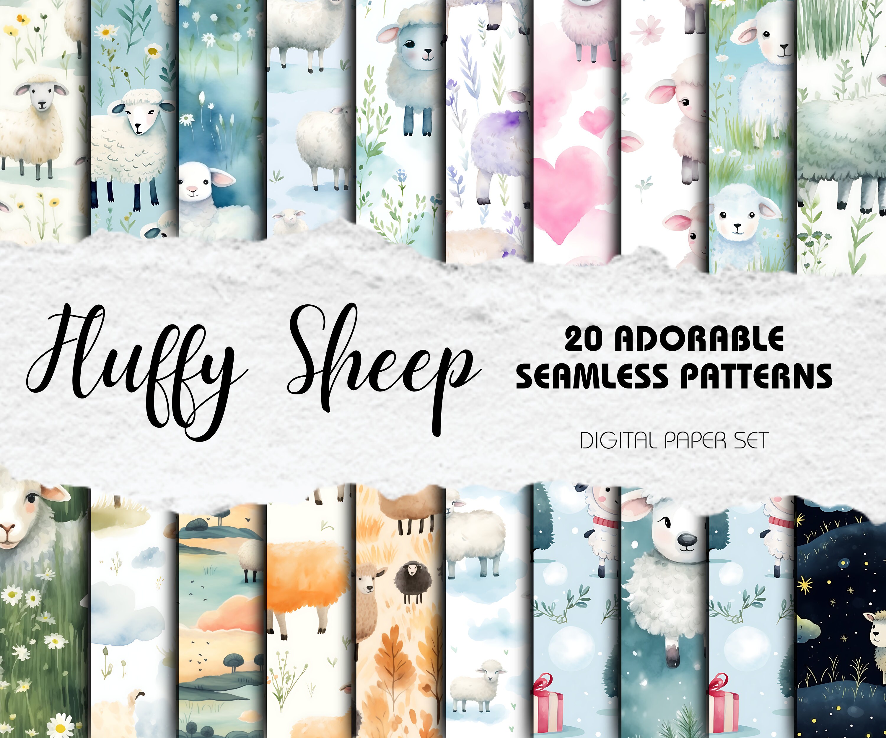 Cute Sheep 20 Seamless Patterns for Every Season, Fabric Design, Repeat ...