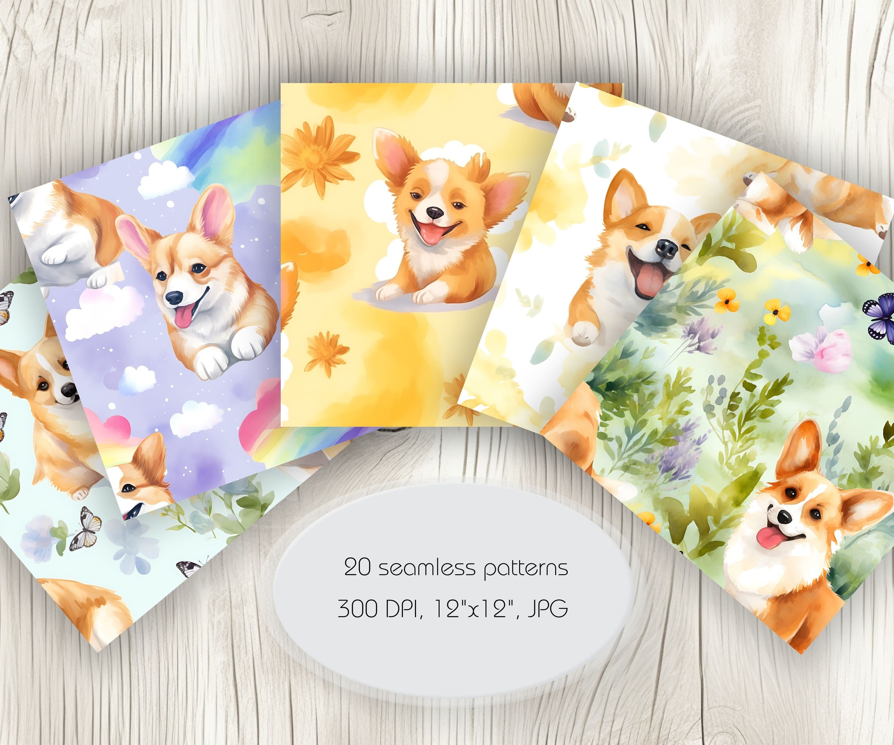 Cute Corgis Digital Paper Instant Download Digital Scrapbooking ...