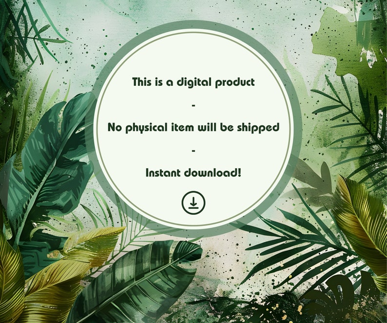 Jungle Leaves Watercolor Paper: Safari Scrapbook, A4 (digital Download ...