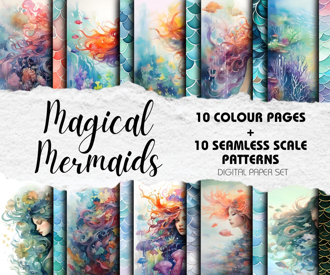 Digital Download Scrapbook Paper Mermaid Scales Seamless Pattern ...
