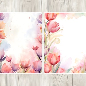 Tulip Scrapbook Background Pages Pack of 10 Instant Download Easter ...