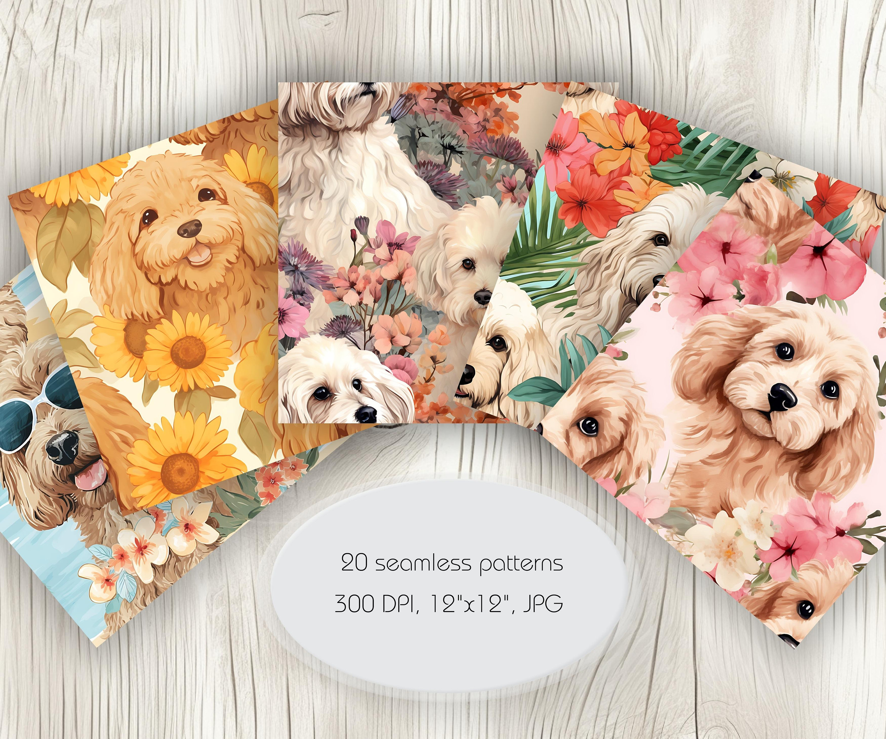 Cuddly Cockapoos Digital Paper Instant Download Digital Scrapbooking ...