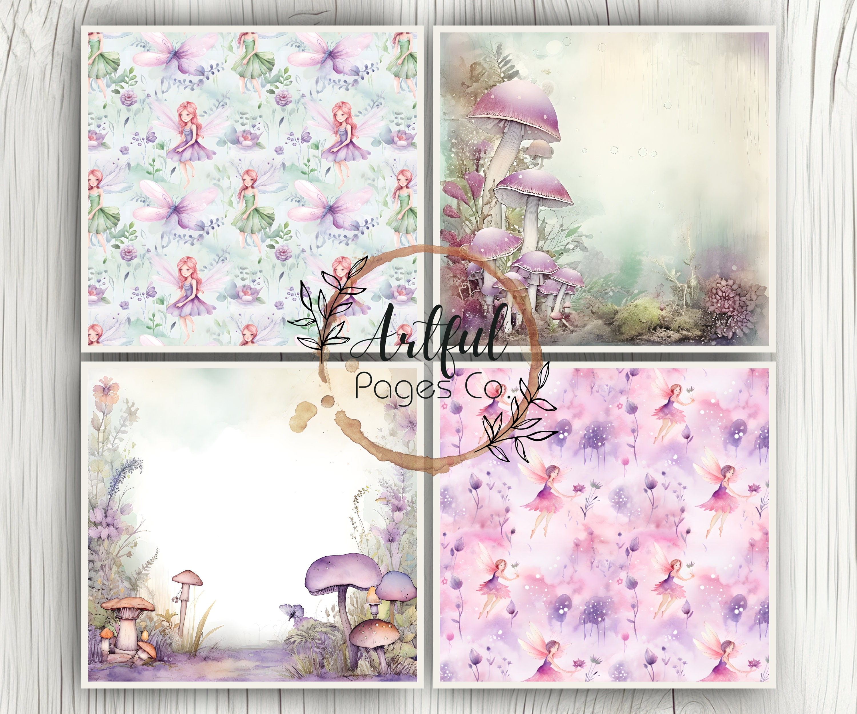 Fairy Toadstools Scrapbook Background Pages and Seamless Patterns ...
