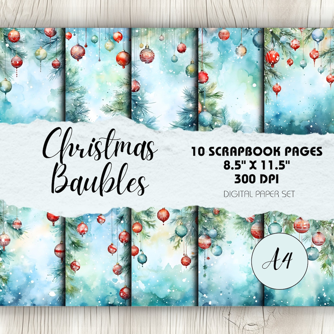 Christmas Baubles - 10 A4 Size Pages | Instant Download | Scrapbook ...