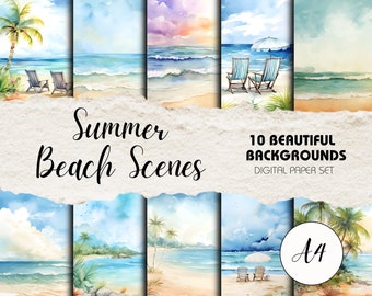 Shoreline Digital Papers 5760px Ocean Shore Printables for - Etsy