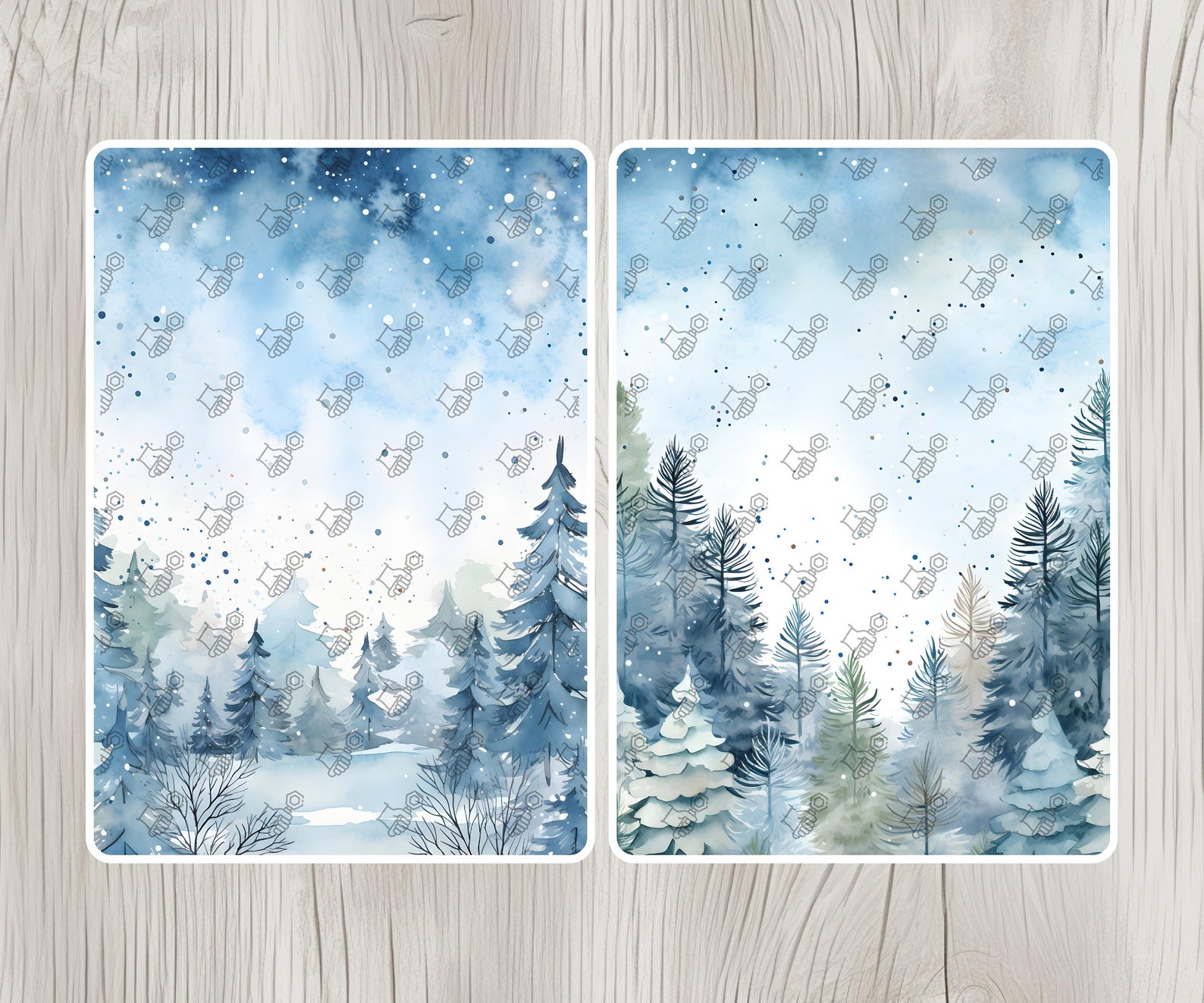 Winter Woodland Scrapbook Paper, Watercolor A4 Backgrounds (digital ...