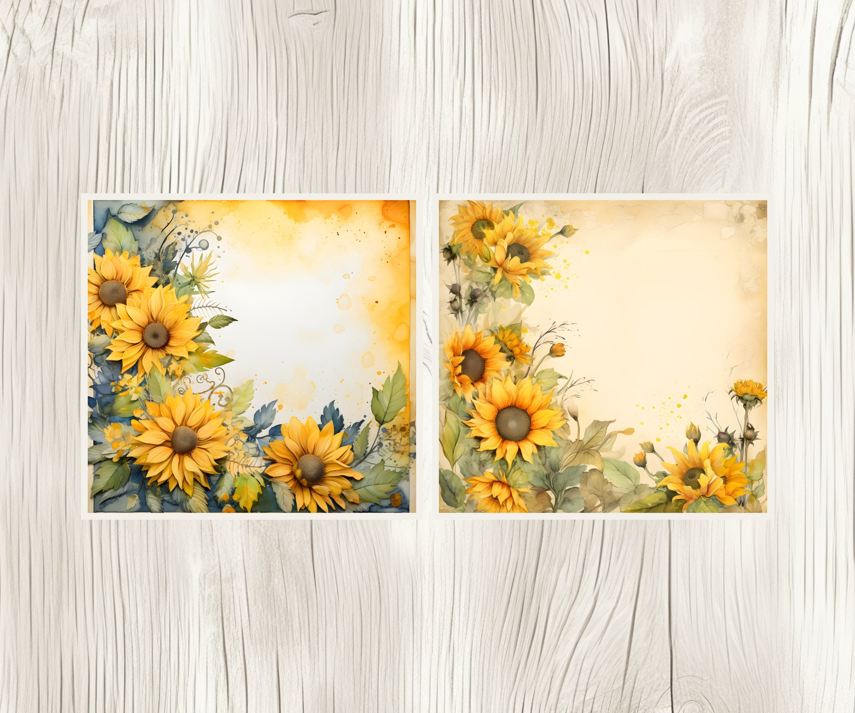 Sunflower Scrapbook Background Pages Pack of 10 Instant Download ...