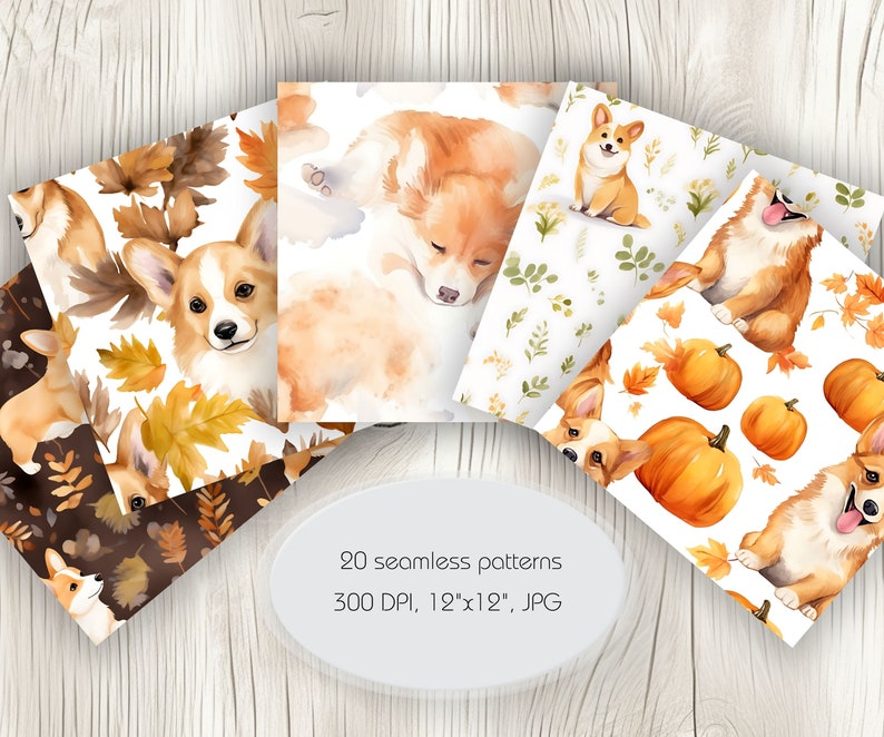 Cute Corgis Digital Paper Instant Download Digital Scrapbooking ...