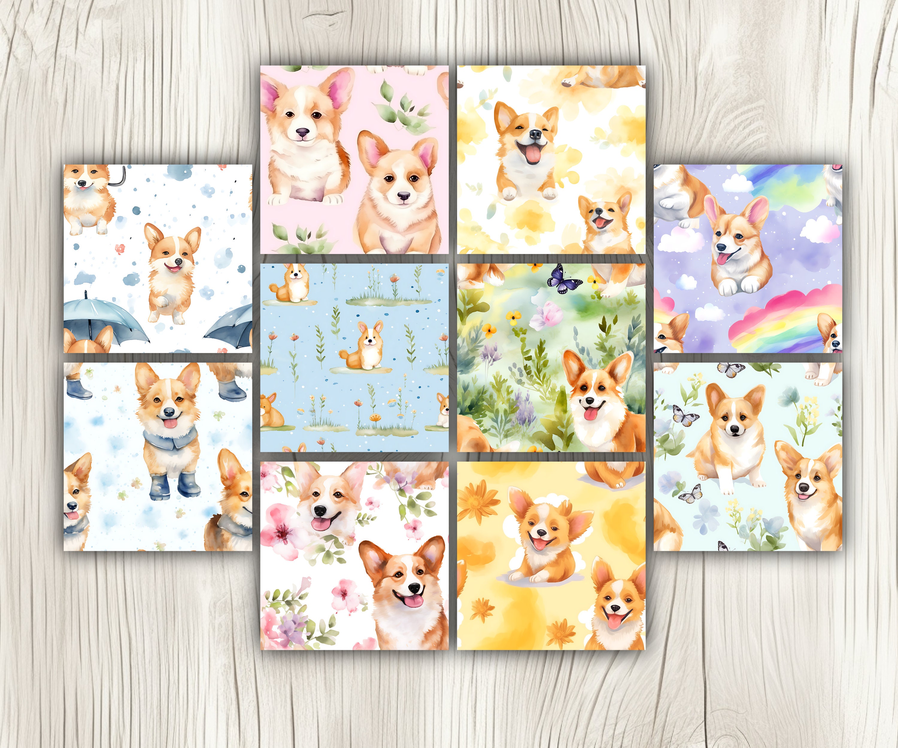 Cute Corgis Digital Paper Instant Download Digital Scrapbooking ...