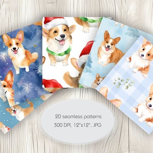 Cute Corgis Digital Paper Instant Download Digital Scrapbooking ...