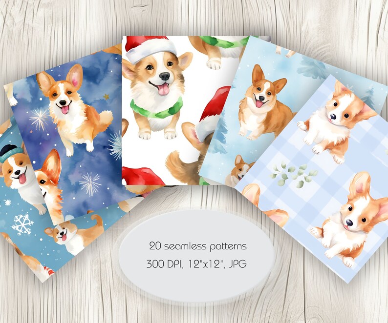 Cute Corgis Digital Paper Instant Download Digital Scrapbooking ...