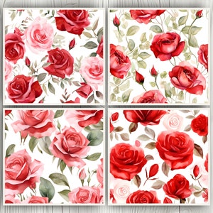 10 Seamless Patterns - Red Roses | Digital Download | Printable ...