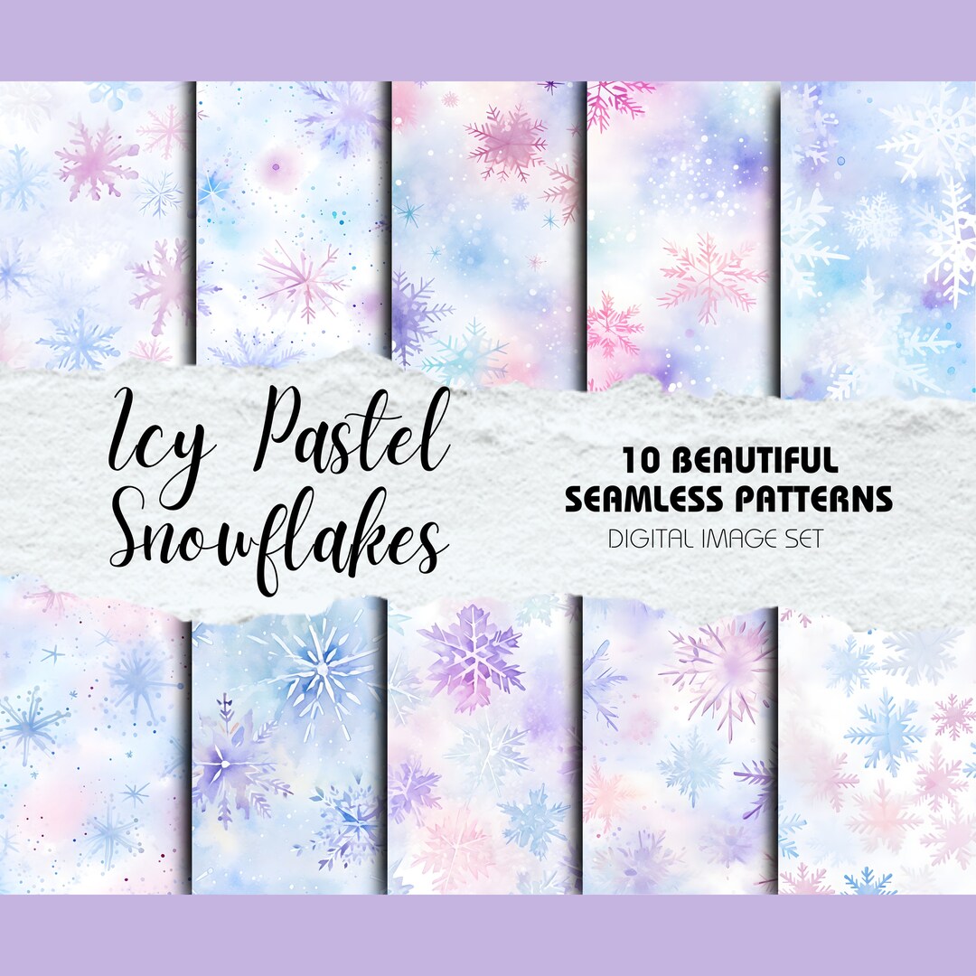 Icy Pastel Snowflakes - 10 Seamless Patterns | Instant Download ...