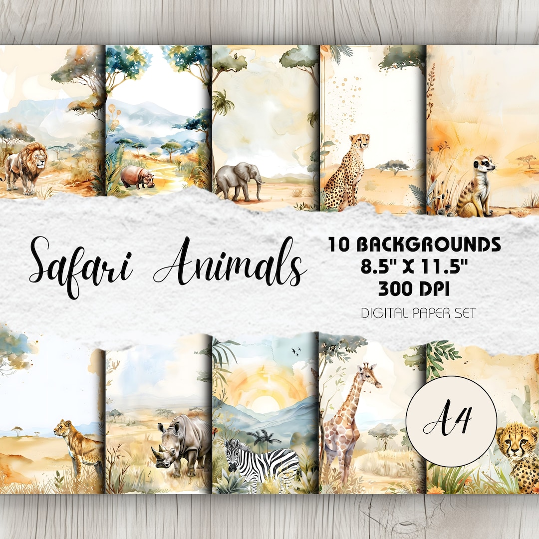 Safari Scenes - Pack of 10 A4-size Pages | Instant Download | Crafting ...