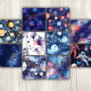 Watercolor Astronaut Space Digital Paper Pack Seamless Pattern Galaxy ...