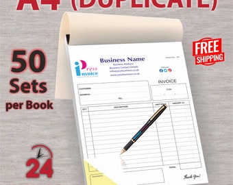 Personalised A5 Duplicate Invoice Book / Bill Book / NCR Pad / Receipt ...