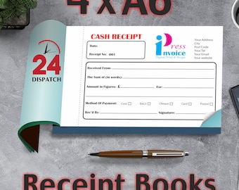 4 X A6 Personalised Duplicate Invoice Books / Invoice Pads Full Colour ...