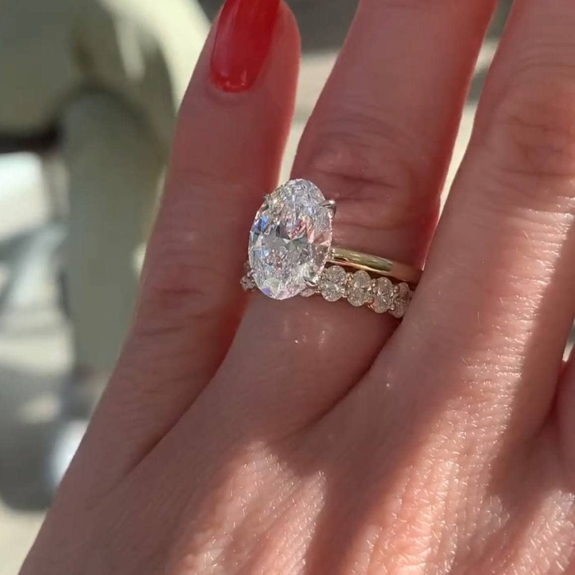 3 CT Oval Cut Moissanite Engagement Ring in 14K Gold Moissanite Bridal ...