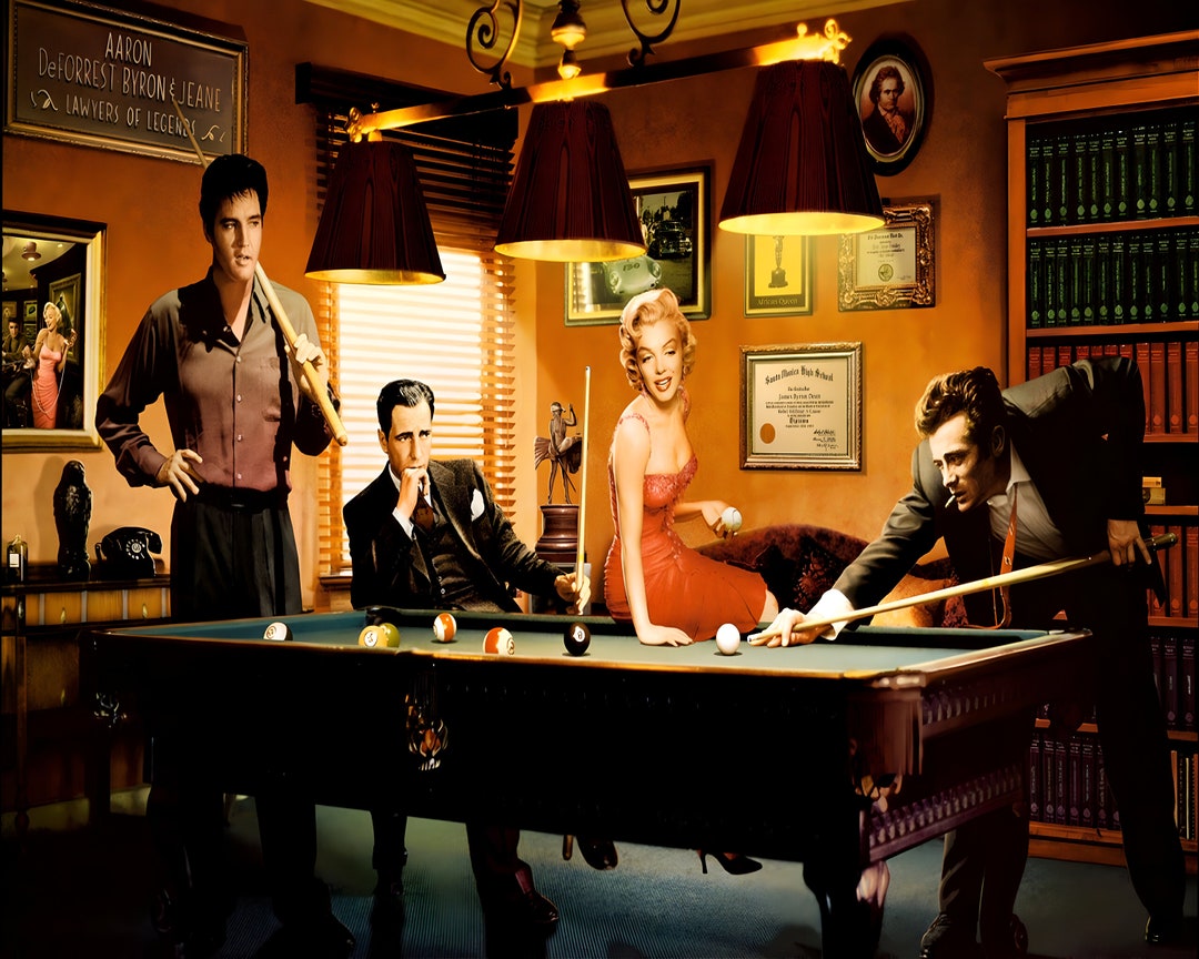 Marilyn Monroe, James Dean, Elvis, Playing Pool, 8 X 10 Photograph ...