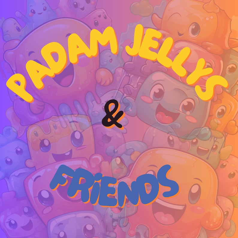 Padam Jellys & Friends Sticker, Cute Colorful Kawaii Style Creatures ...