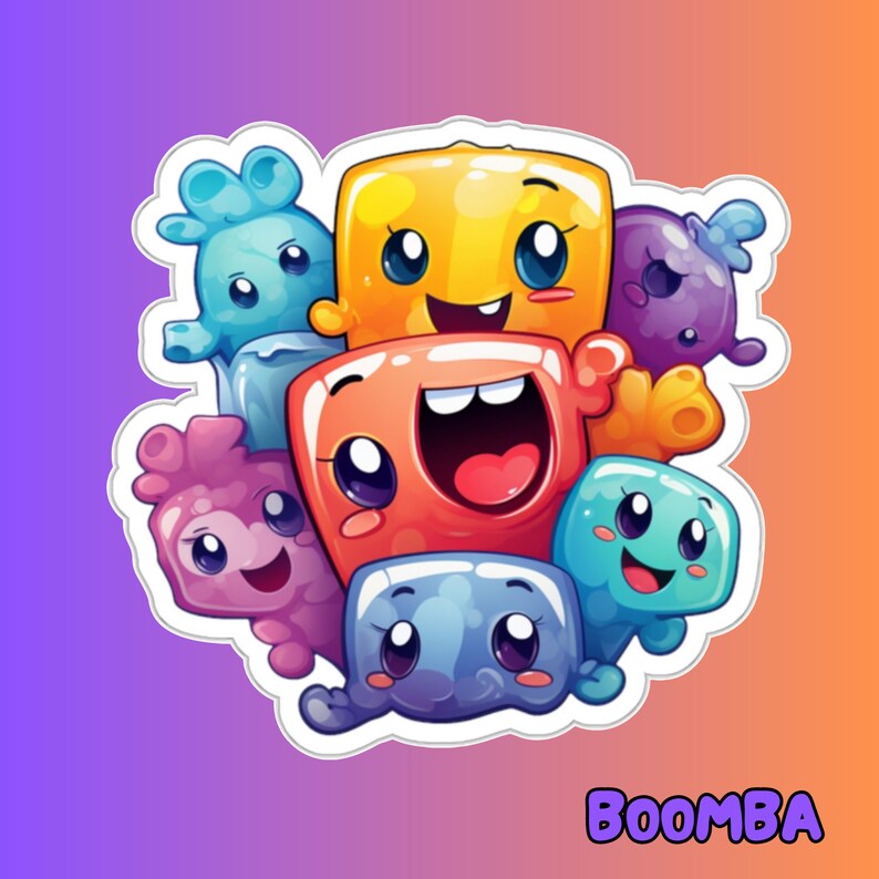 Padam Jellys & Friends Sticker, Cute Colorful Kawaii Style Creatures ...