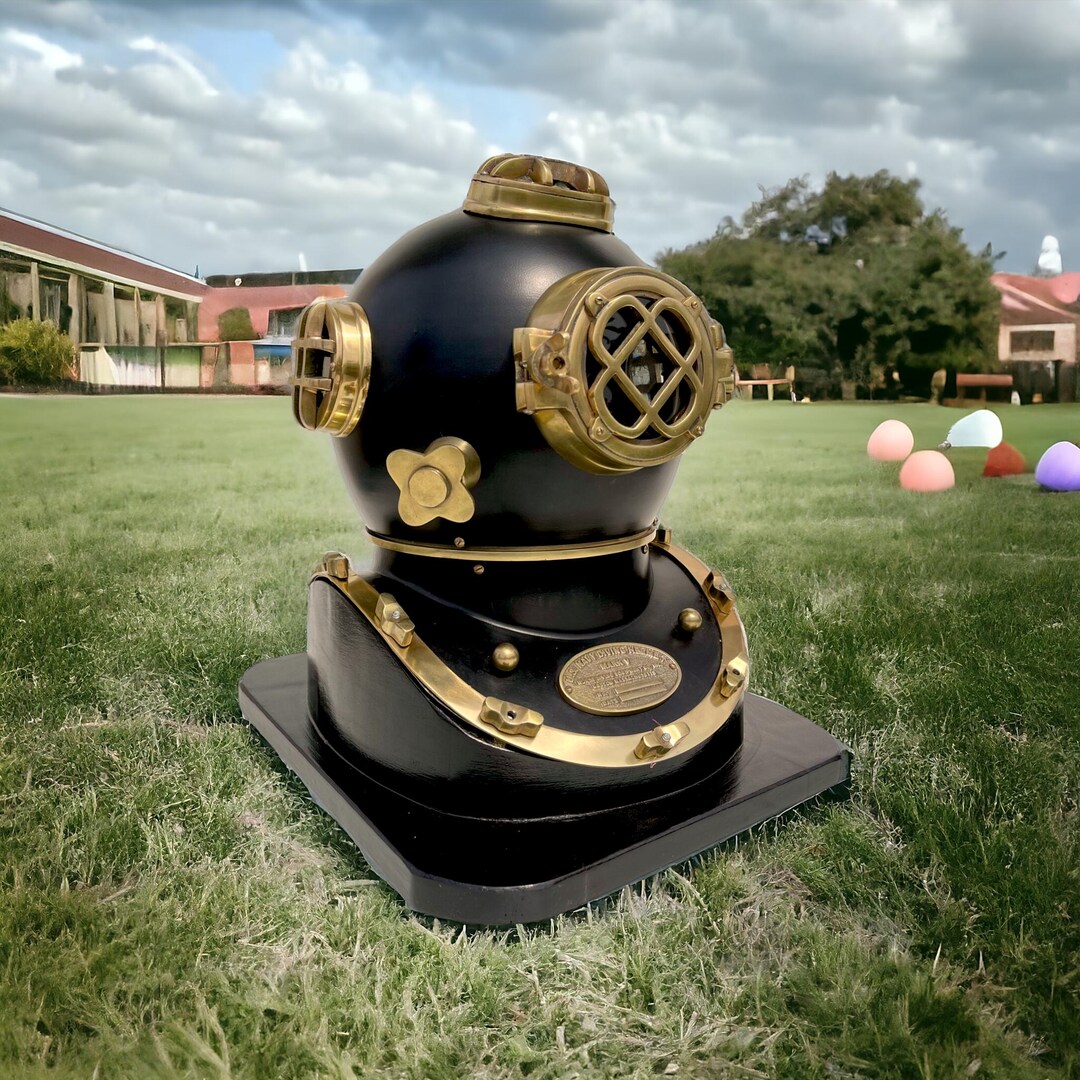 Black Diving Helmet U.S. Navy Mark V Scuba Divers Helmet Nautical Deep ...