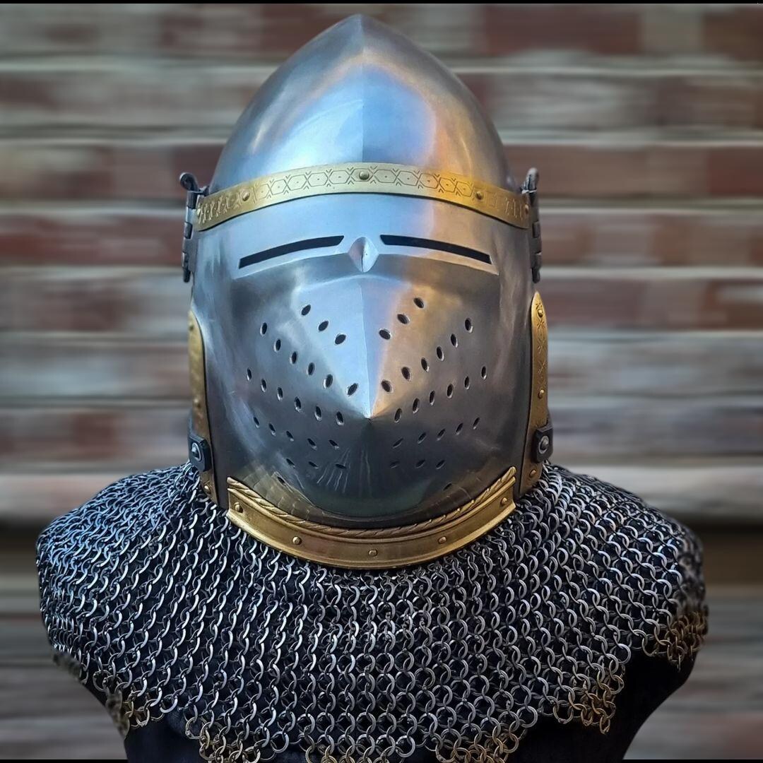 16 Gauge Medieval Klappvisor Helmet Houndskull Bascinet With Face Visor ...