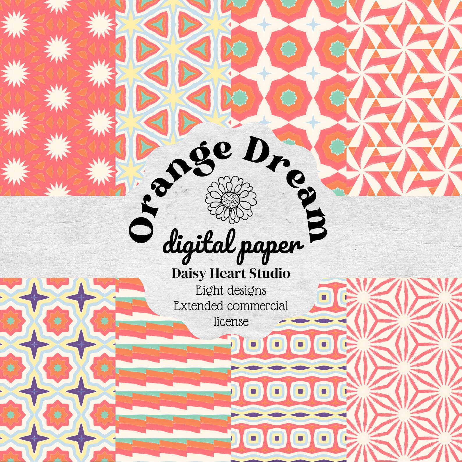 Orange Dream Digital Scrapbook Paper With a Commercial License for POD ...
