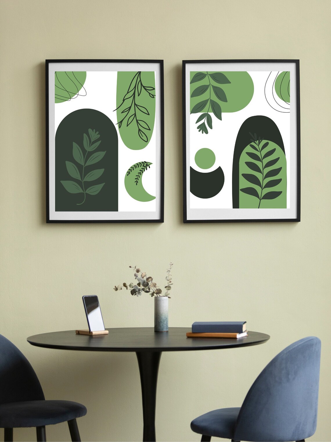 Green Boho 2pc Printable Art - Etsy