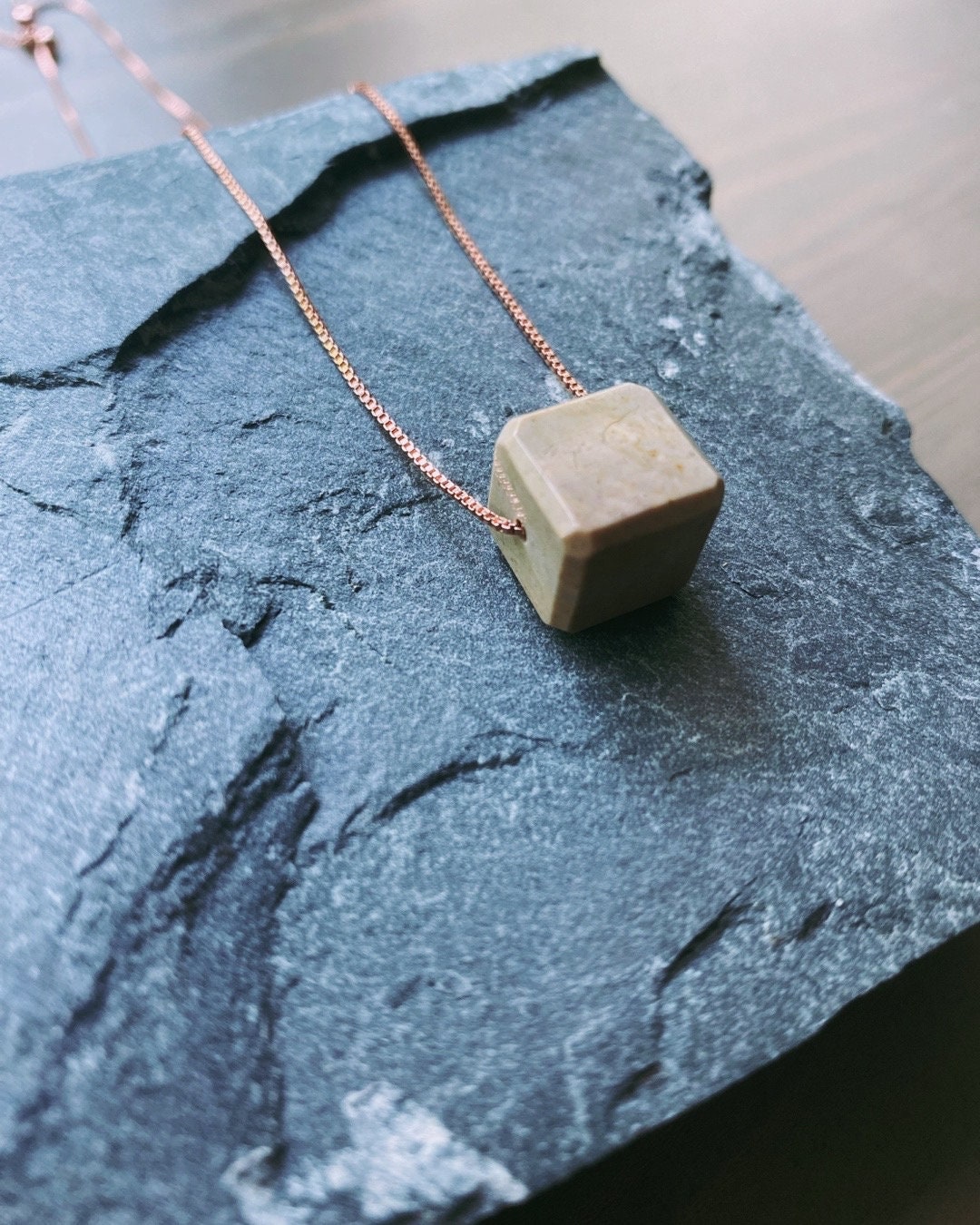 Jasper Cube Necklace - Etsy