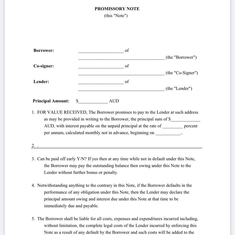 Promissory Note Template - Etsy