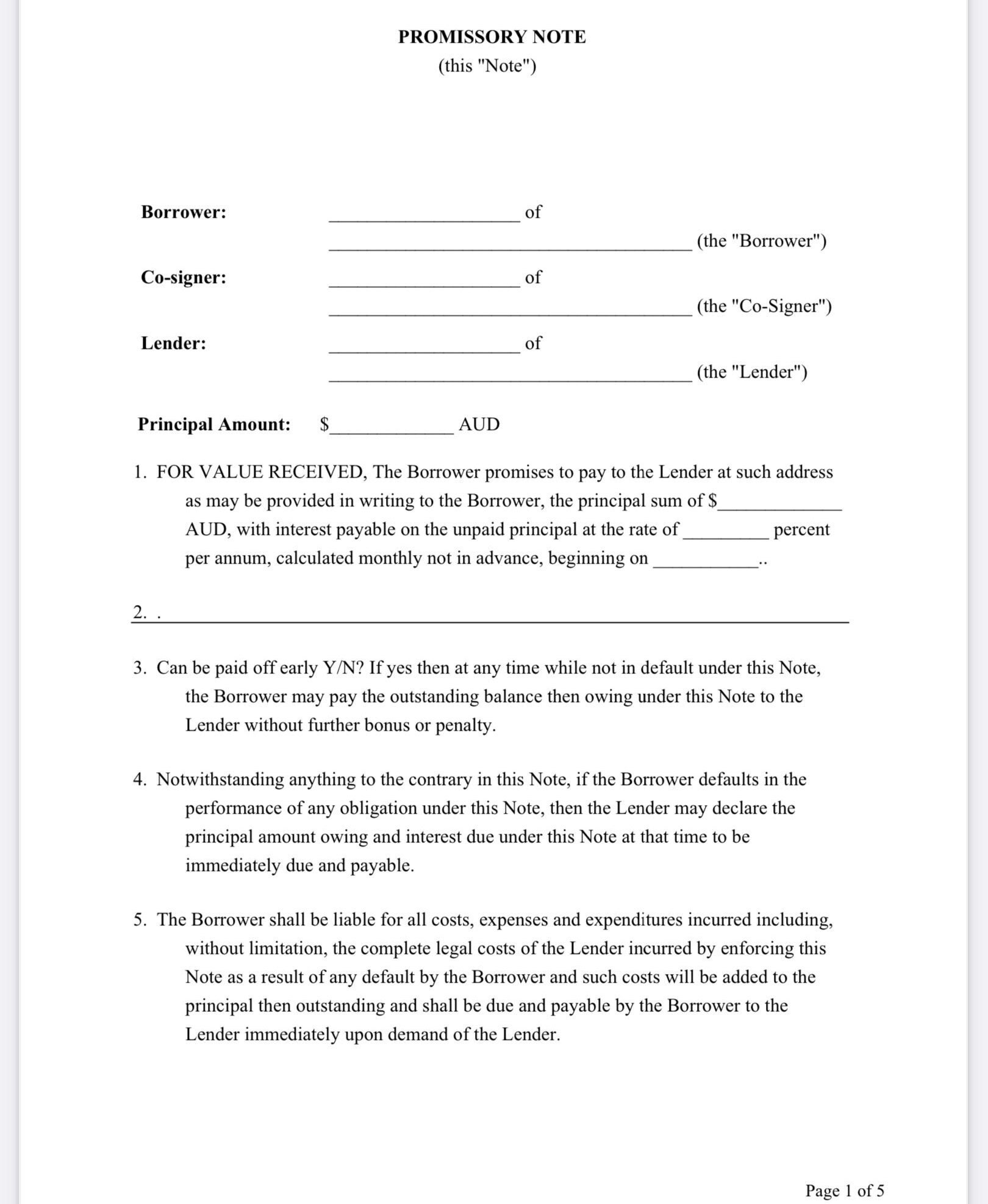 Licensed Official Promissory Legal Document in NSW Digital Download - Etsy