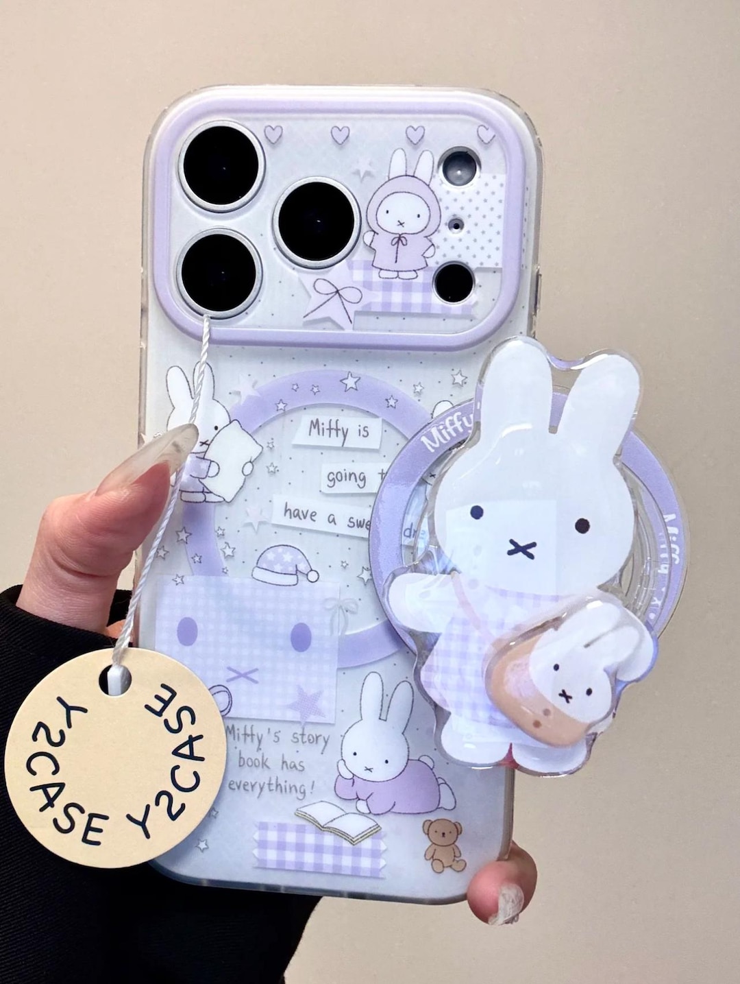 Magsafe Miffy Case W/ Charm for iPhone 17 16 15 Pro Max, Purple Kawaii ...