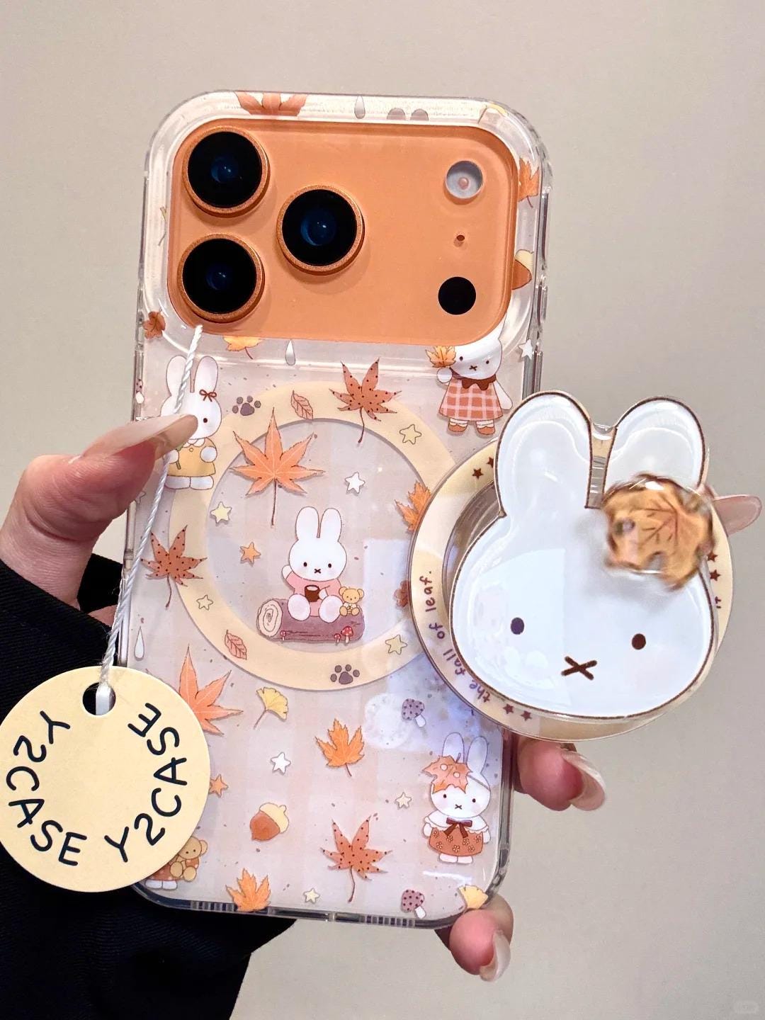 Magsafe Miffy iPhone Case, Fall Leaves, Beaded Charm, Kawaii Grip - Etsy
