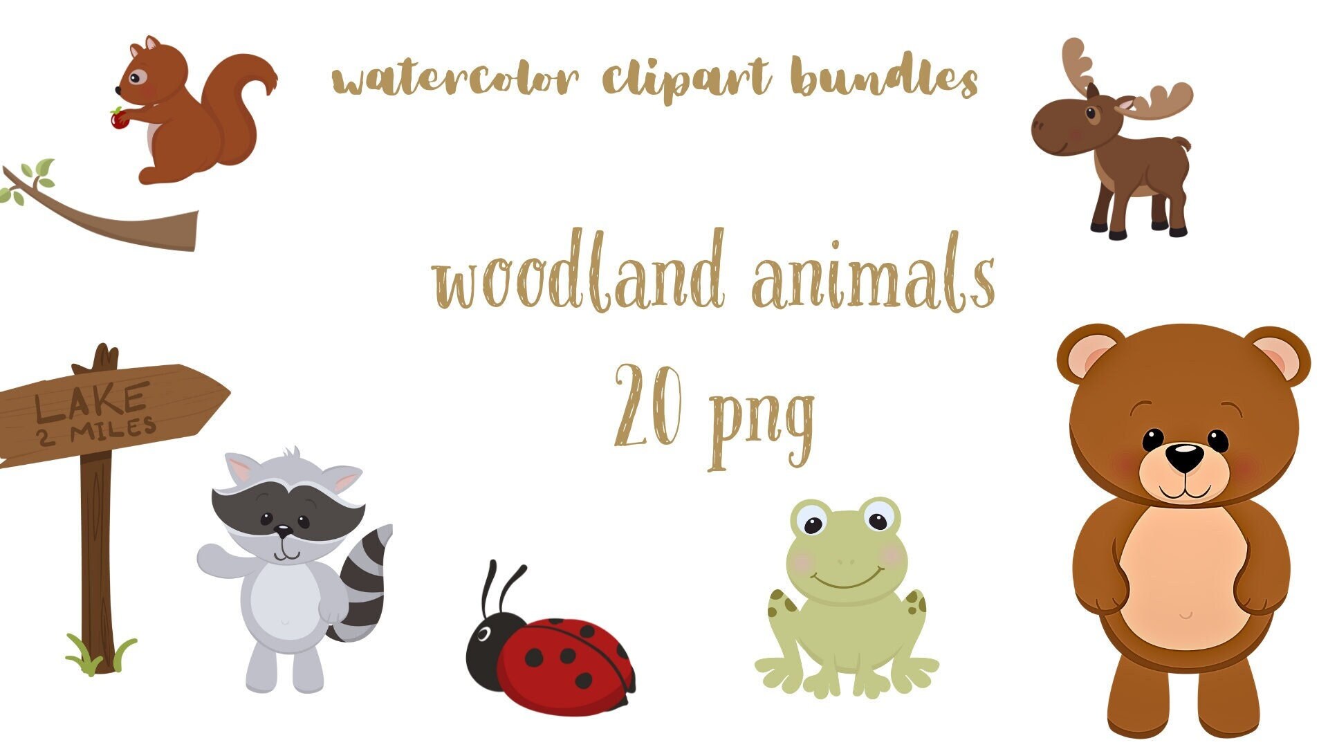 Woodland Animals Png Watercolor Animals Clipart Forest - Etsy