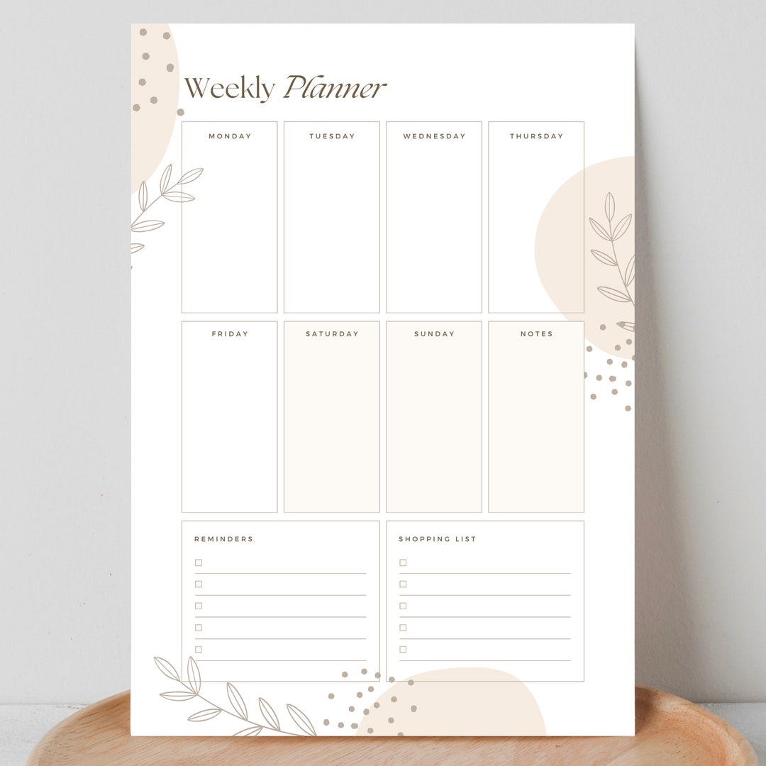 Digital Weekly Planner Template | to Do List A4 to Print in German ...