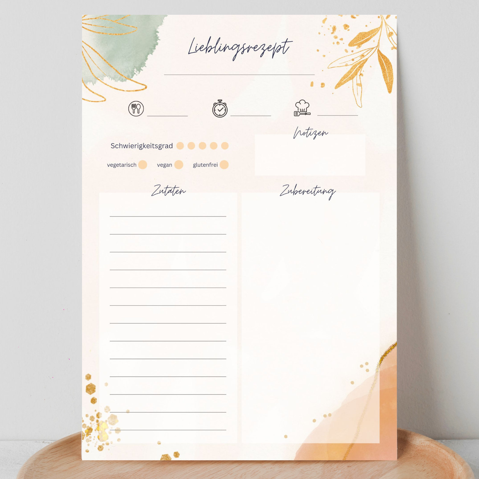 Template Recipes Digital Recipe Template A4 to Print Out in German ...