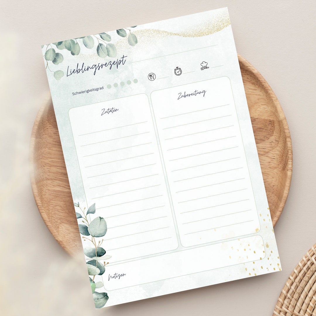 Template Recipe Recipe Template A4 to Print Out in German Printable ...