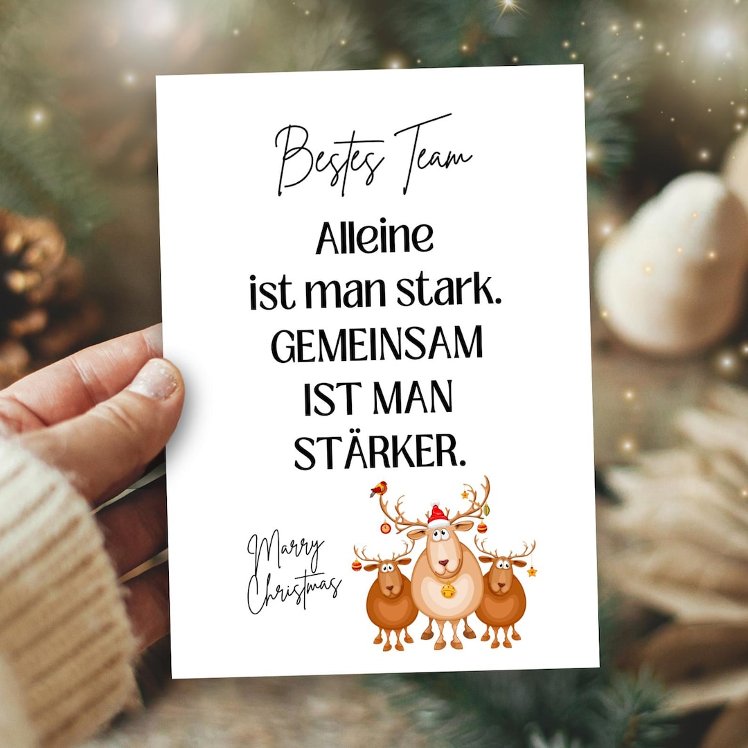 Kollegen Weihnachtskarte "Gemeinsam ist man stärker" A6 Postkarte| Lustige Karte zu Weihnachten ...