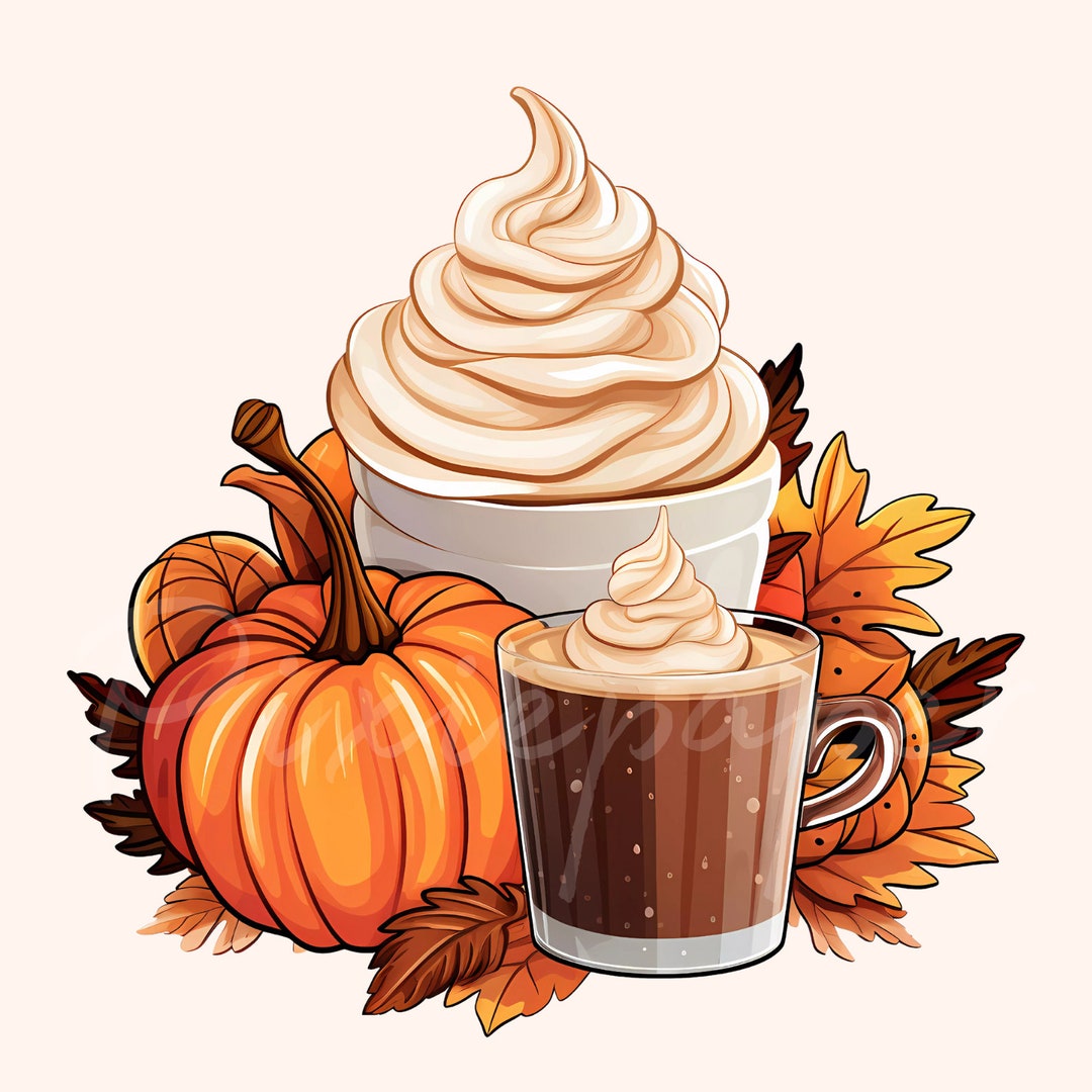 Autumn Sticker Latte Macchiato Coffee, Autumn Sublimation Design ...