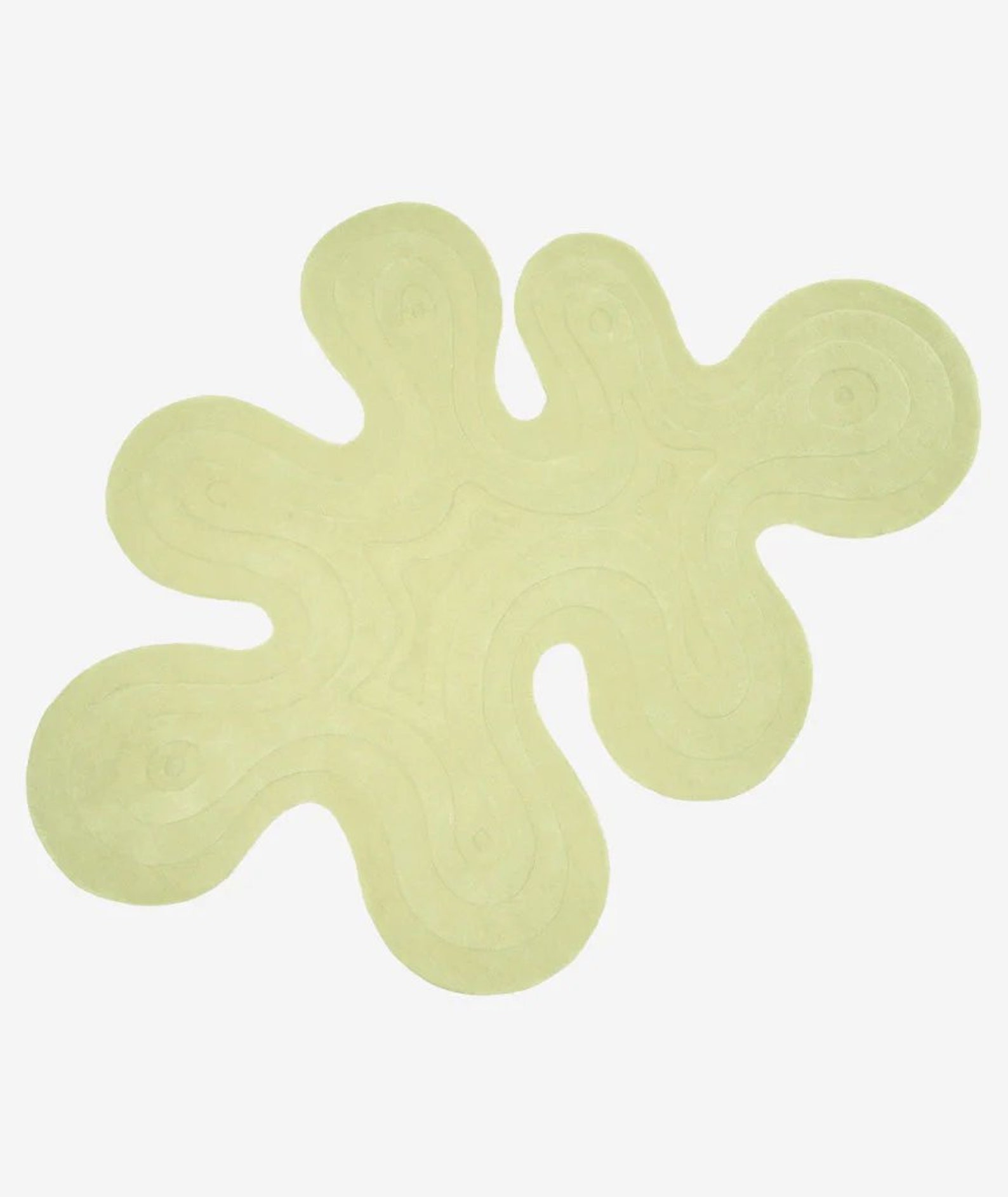 Amoeba Cream & Blue, Irregular Shaped Throw Rug Illusion Abstract ...
