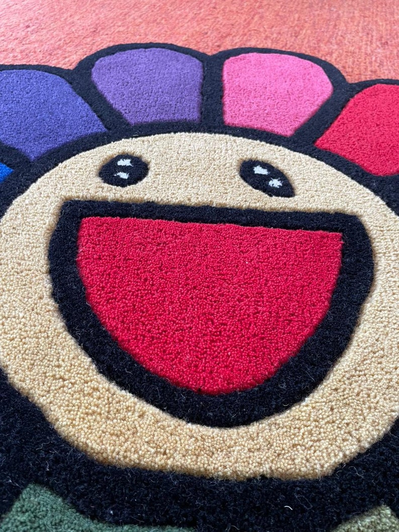 Takashi Murakami Tufting Rug Colorful Flower Rug Smile Japanese Tufted ...