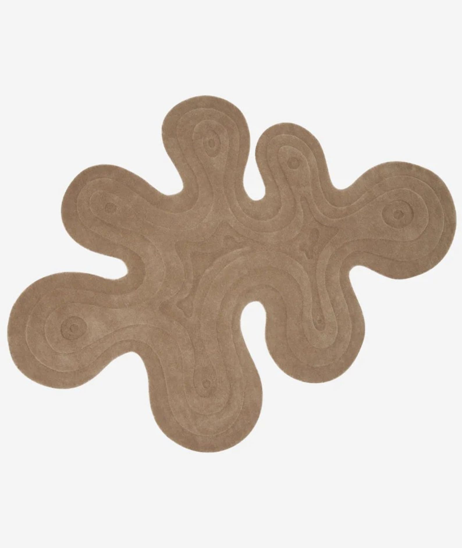 Amoeba Cream & Blue, Irregular Shaped Throw Rug Illusion Abstract ...