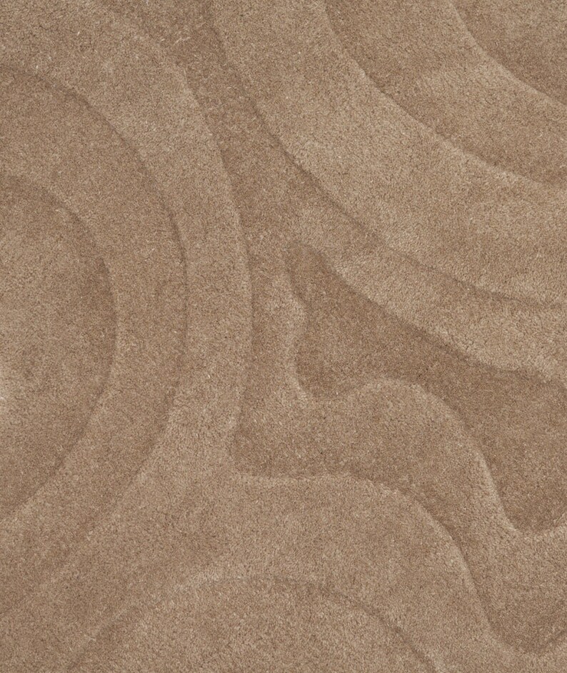 Amoeba Cream & Blue, Irregular Shaped Throw Rug Illusion Abstract ...