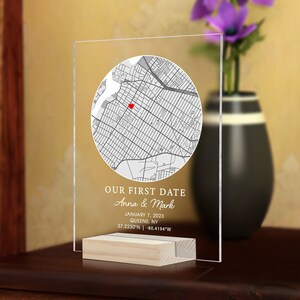Custom Location Map, Our First Date Acrylic Plaque, Personalized Map ...